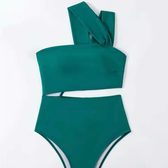 temu | Swim | Emerald Green Asymmetrical One Piece | Poshmark